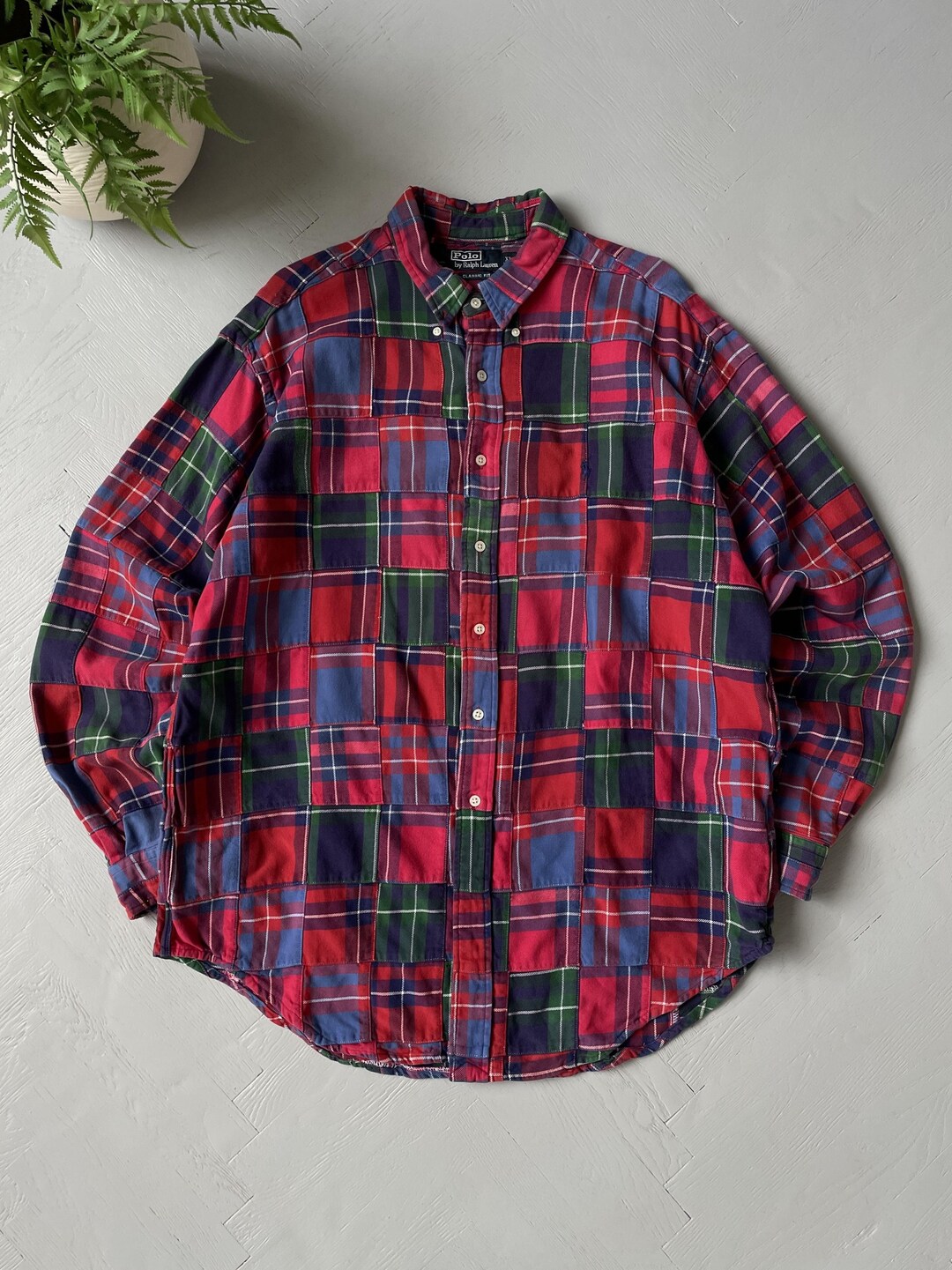 Rare Vintage Polo Ralph Lauren Patchwork Flannel Shirt Size XL - Etsy