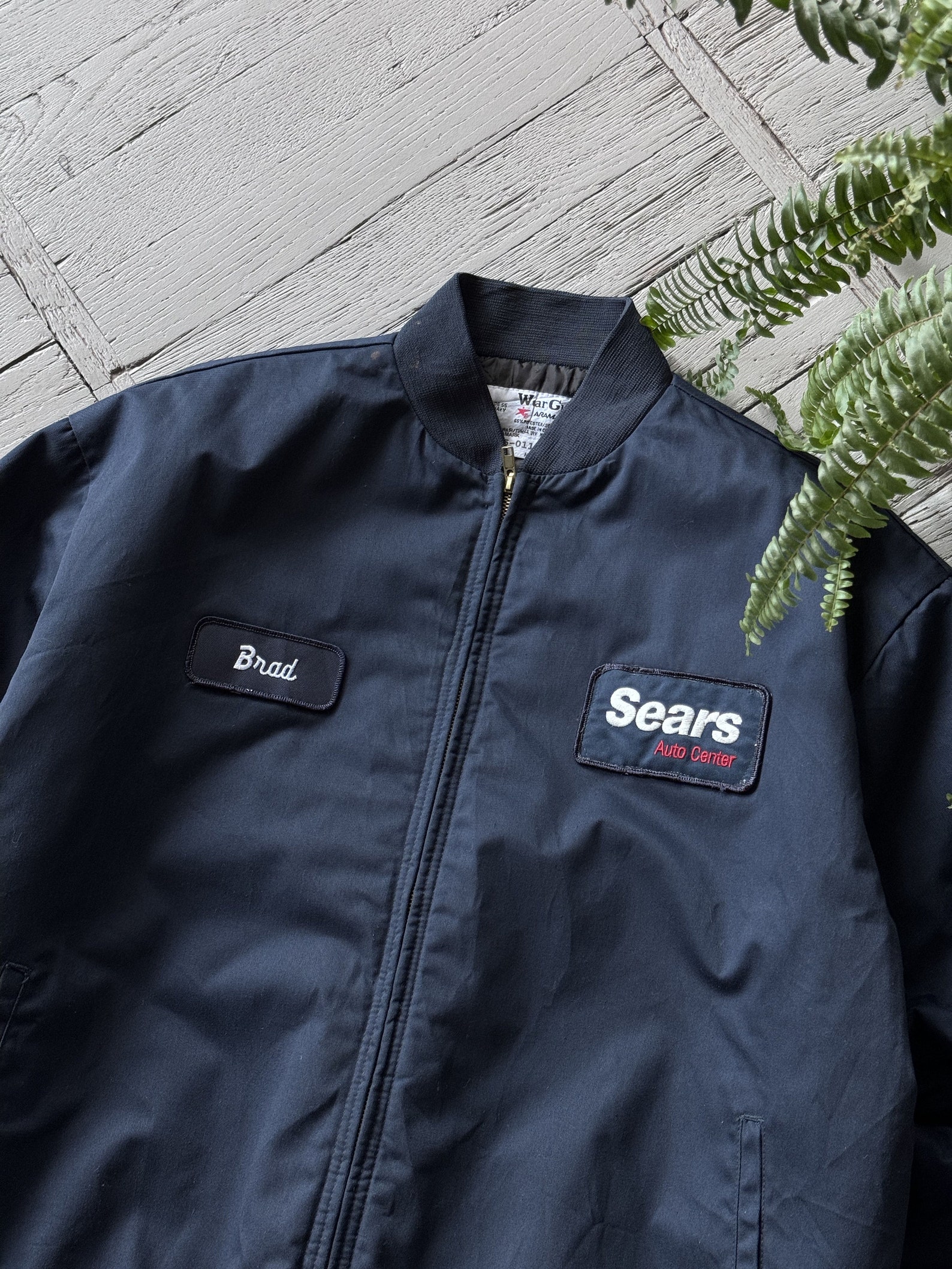 Vintage Mechanic Bomber Work Baggy Oversized Logo Jacket Deep Blue Size ...