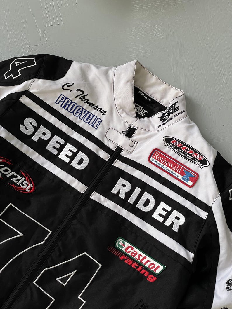 Vintage Speed Rider Racing Team Moto Jacket Nylon Black White Size M - Etsy