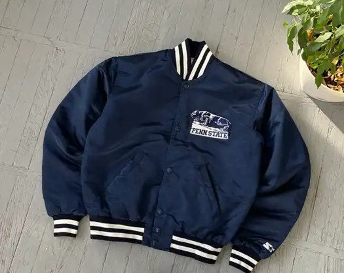 Rare Vintage Penn State Varsity Bomber Jacket Midnight Blue Size Medium ...
