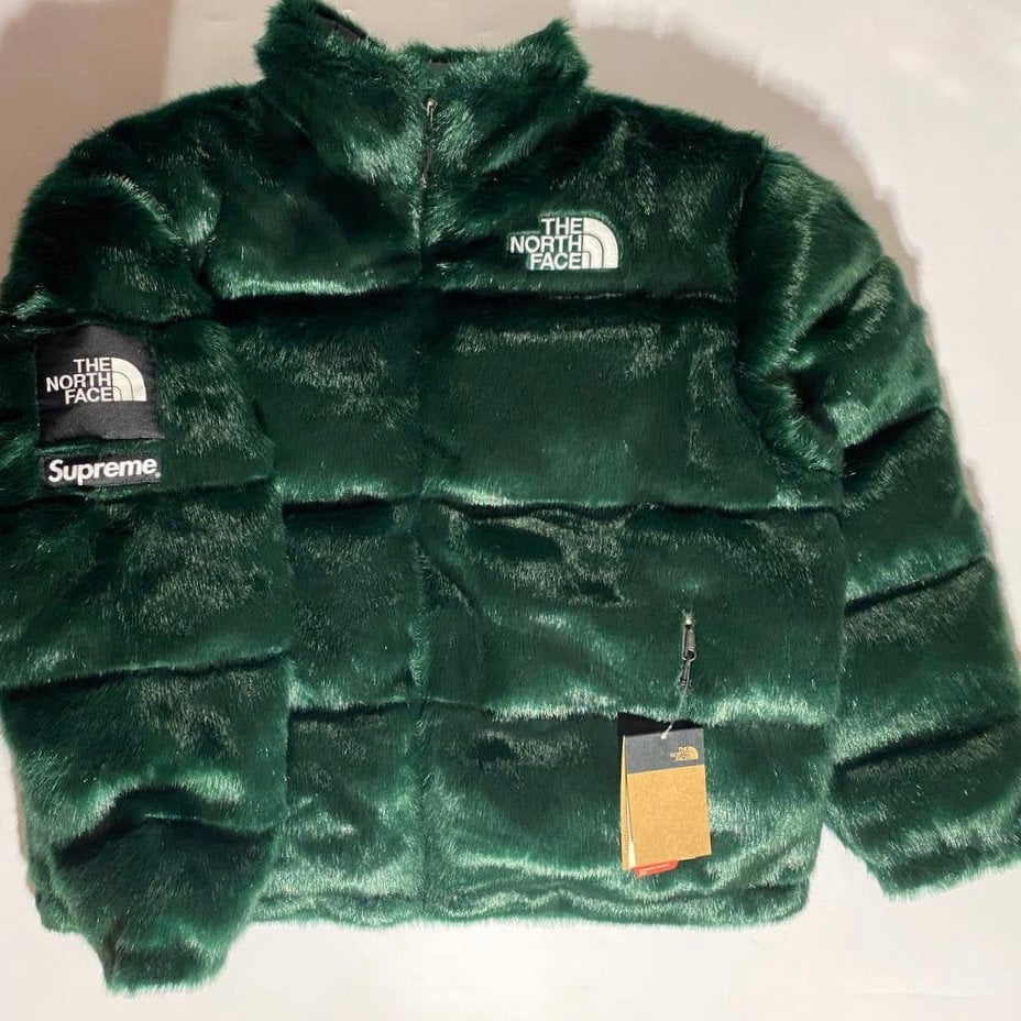 Supreme x The North Face Retro Faux Fur Nuptse Jacket Green | Etsy