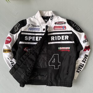 Vintage Speed Rider Racing Team Moto Jacket Nylon Black White Size M - Etsy