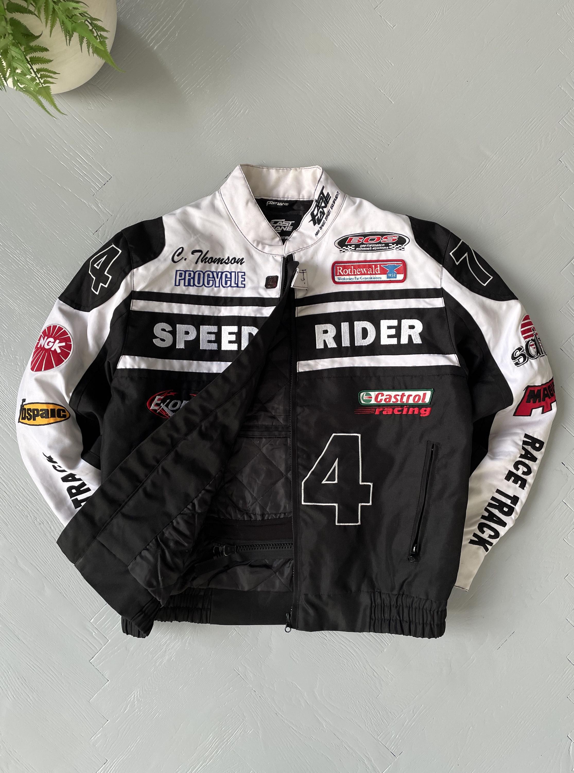 Vintage Speed Rider Racing Team Moto Jacket Nylon Black White Size M - Etsy