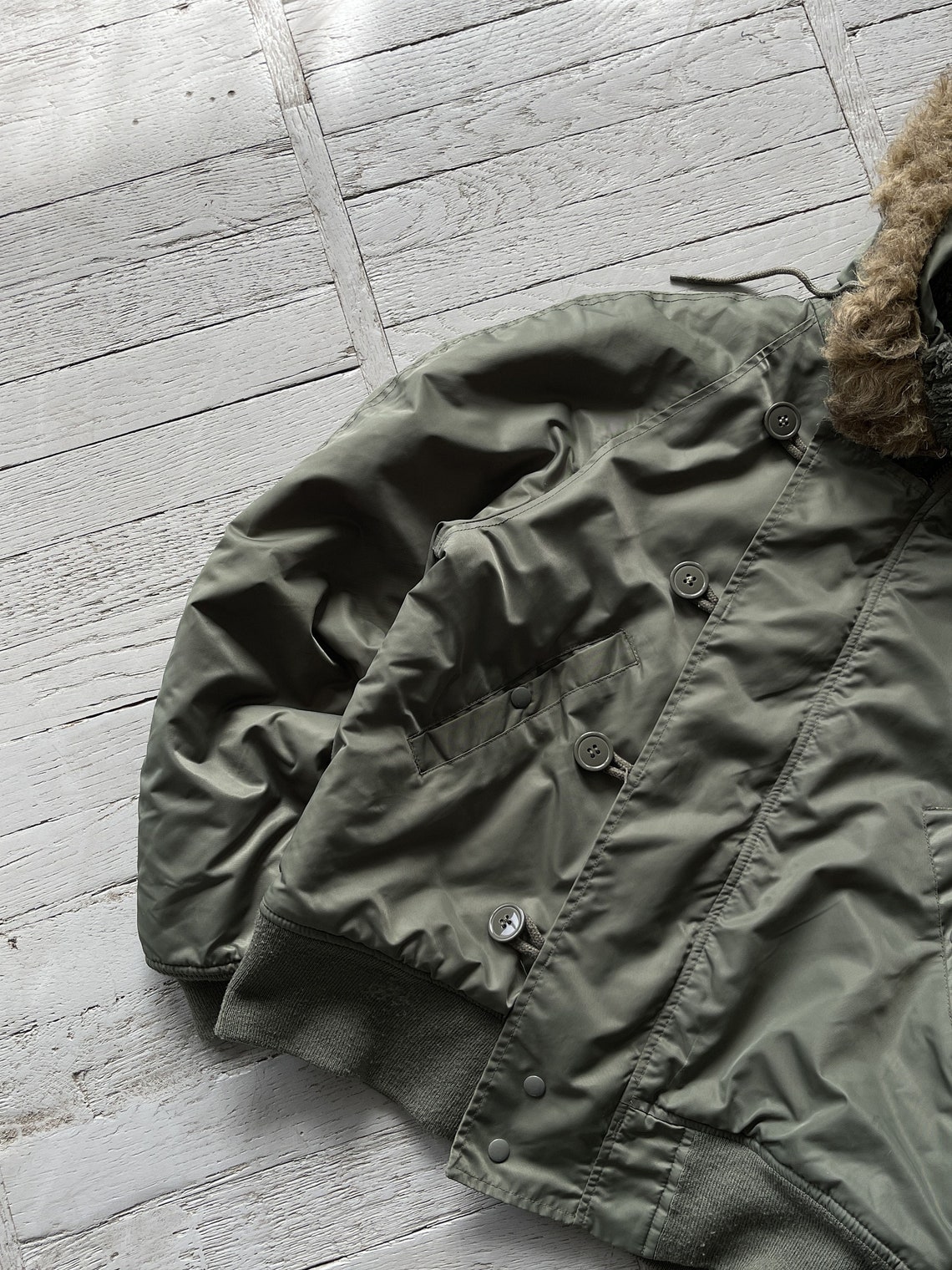Vintage N2B Intermediate Bomber Jacket With Fur Olive Green M - Etsy