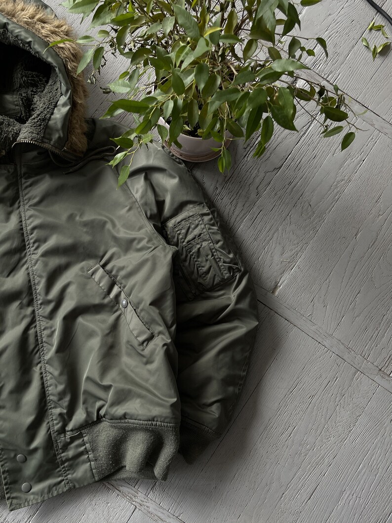 Vintage N2B Intermediate Bomber Jacket With Fur Olive Green M - Etsy