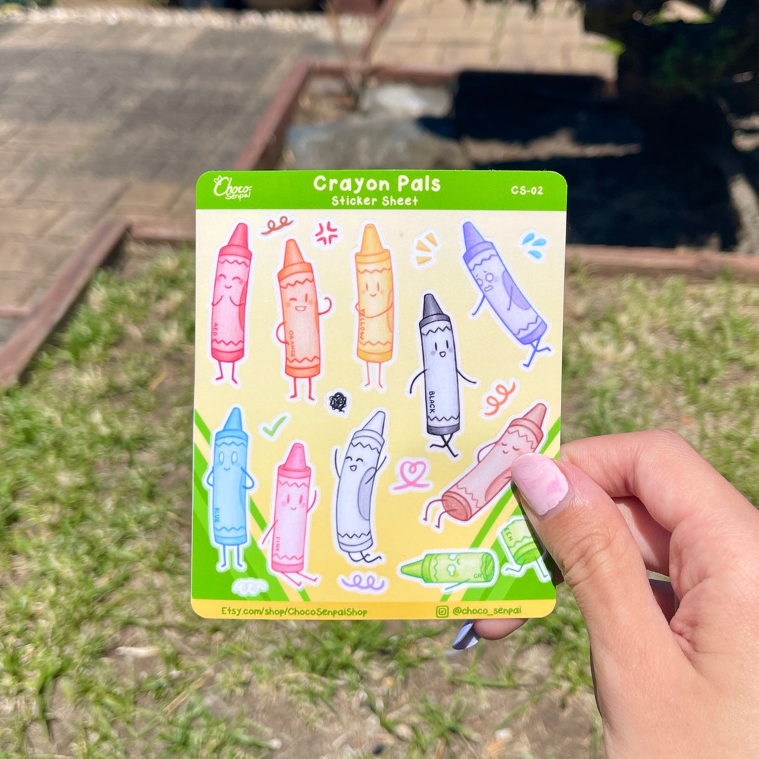 Crayon Pals Sticker Sheet - Etsy