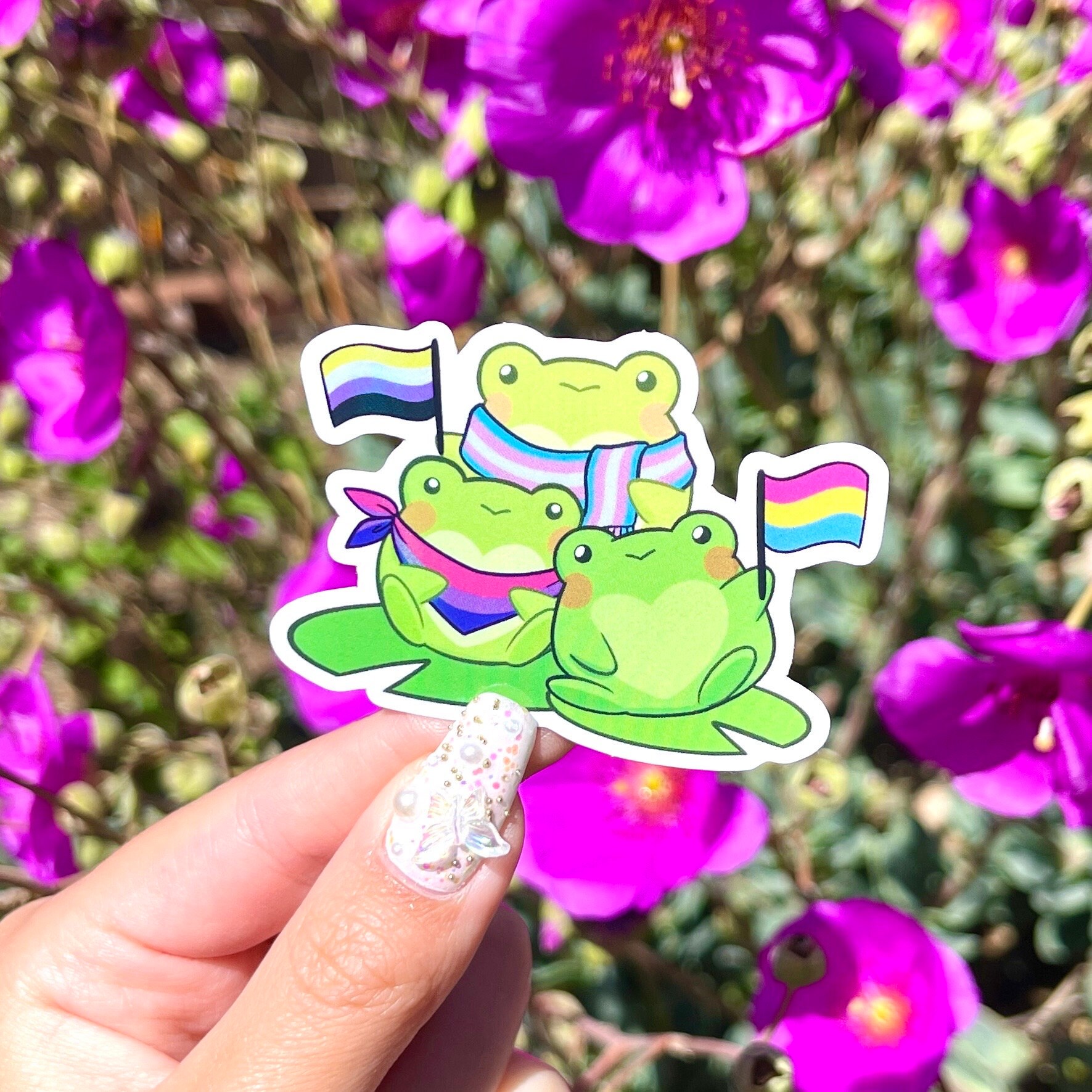 Pride Frogs Holographic Sticker Die Cut, Shiny, Green, LGBTQ Sticker - Etsy