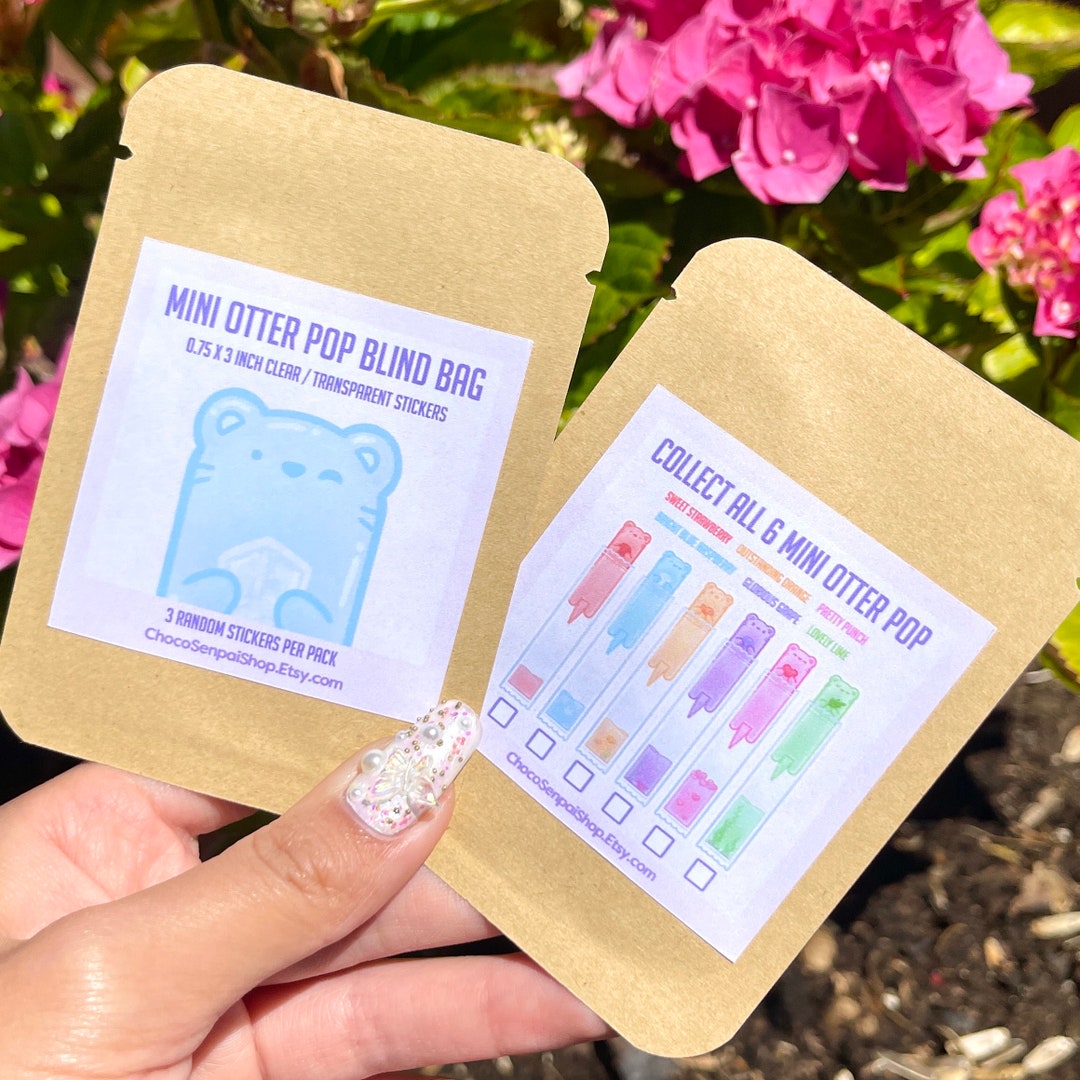 Mystery Blind Bag Mini Otter Pops Clear Holographic Effect Stickers - 3 ...