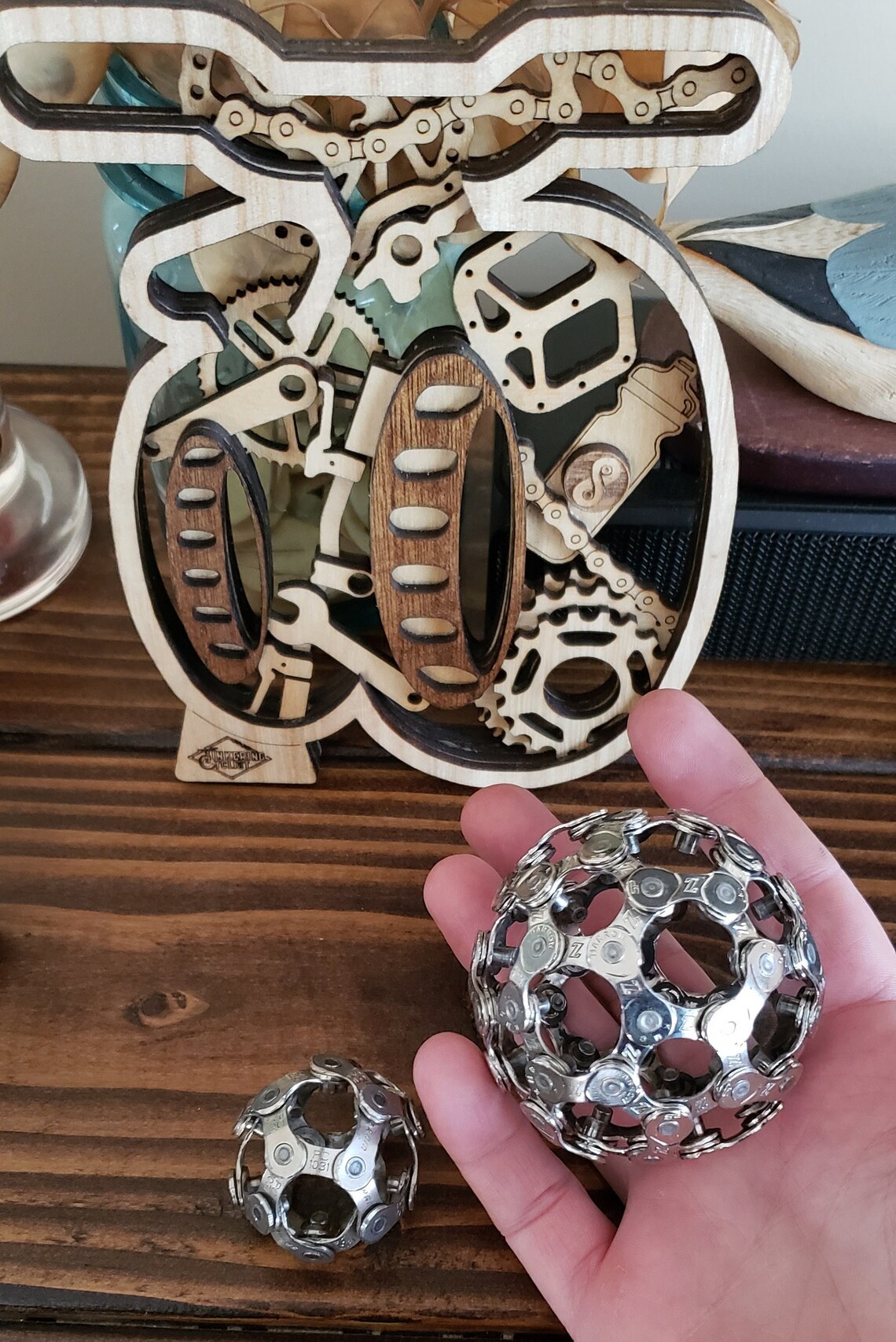 Bike Chain Ball | Handmade Upcycled Bicycle Globe | Recycled Bike Parts ...