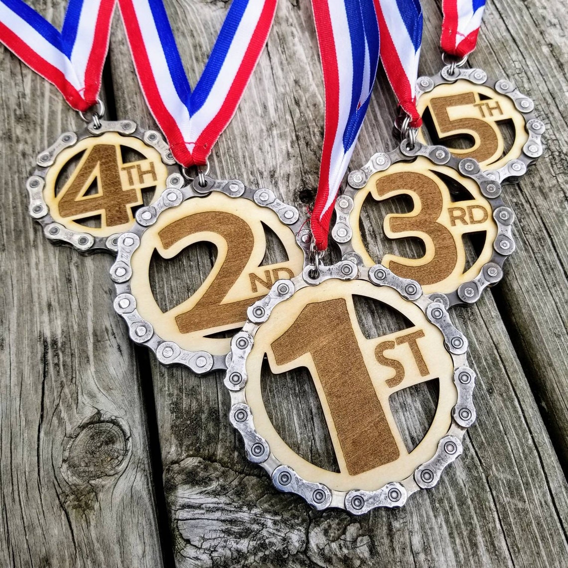 Upcycled Bike Chain Race Medals, Laser Cut Wood Bicycle Awards - Etsy
