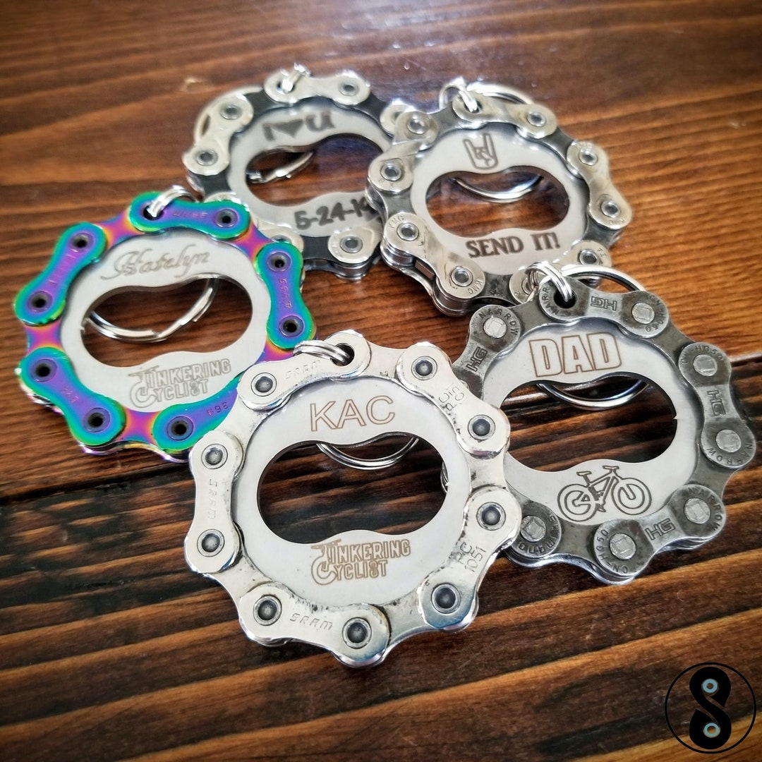 Personalized Upcycled Bike Chain Bottle Opener Keychain, USA Made - Etsy