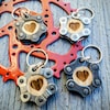Heart Keychain | Laser Engraved Wood, Wrapped W/ Upcycled Bike Chain ...