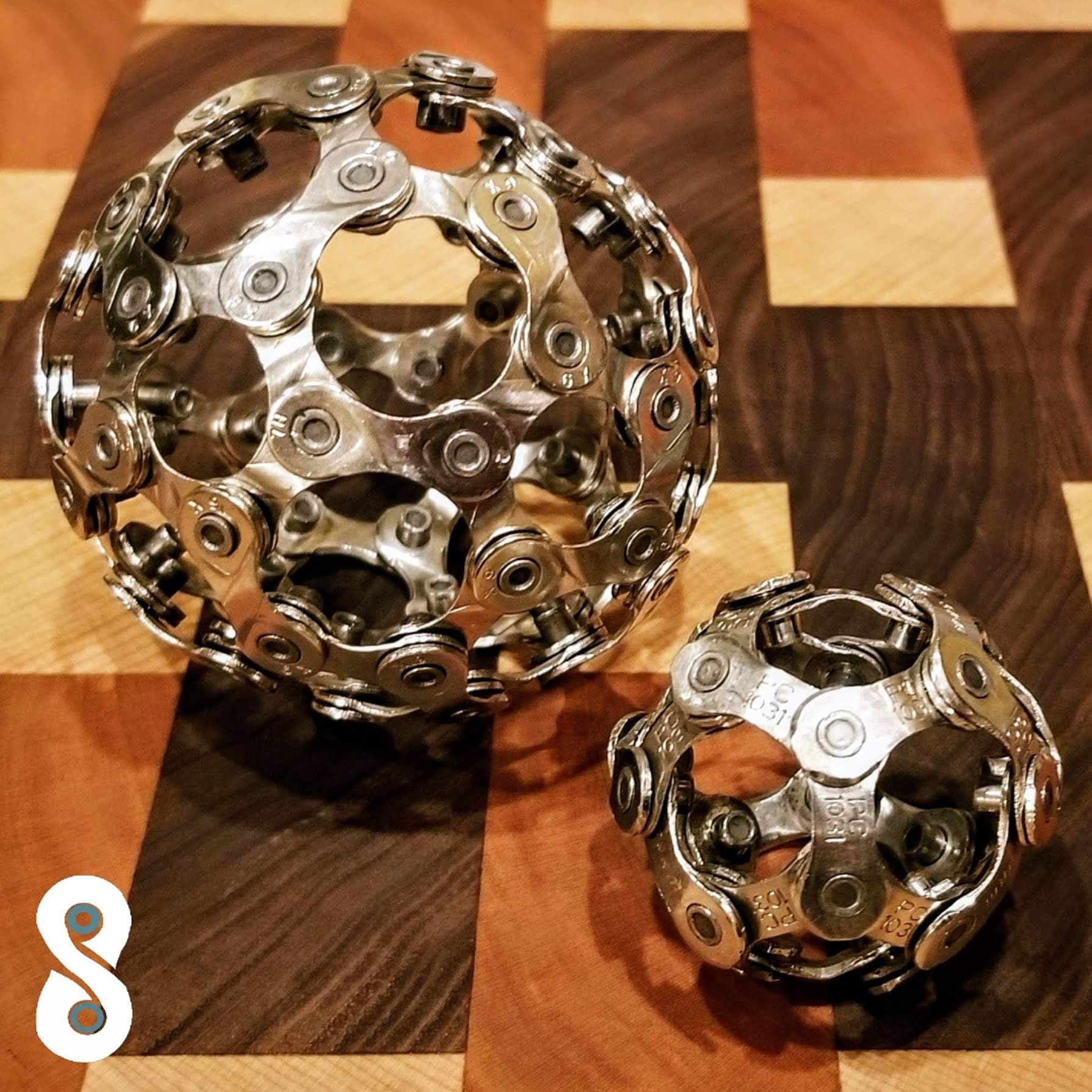 Bike Chain Ball | Handmade Upcycled Bicycle Globe | Recycled Bike Parts ...