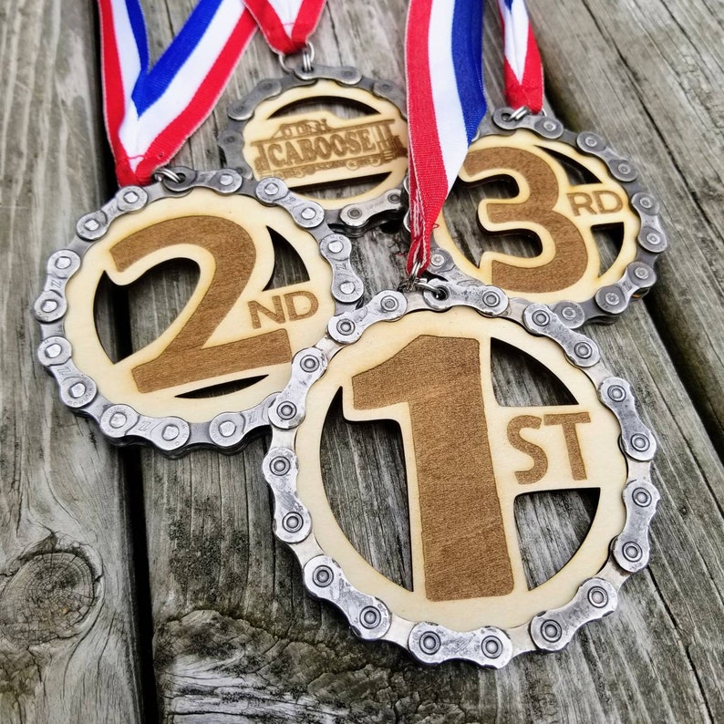 Upcycled Bike Chain Race Medals, Laser Cut Wood Bicycle Awards - Etsy