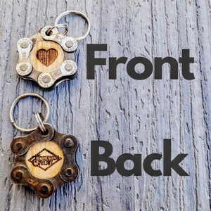 Heart Keychain | Laser Engraved Wood, Wrapped W/ Upcycled Bike Chain ...