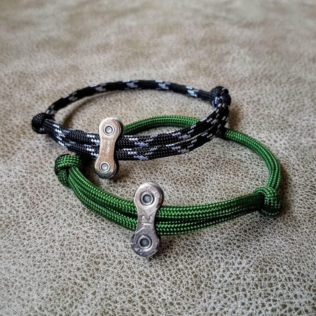 Simplistic Cyclist Bracelet | Upcycled Chain Link & Paracord Bike ...