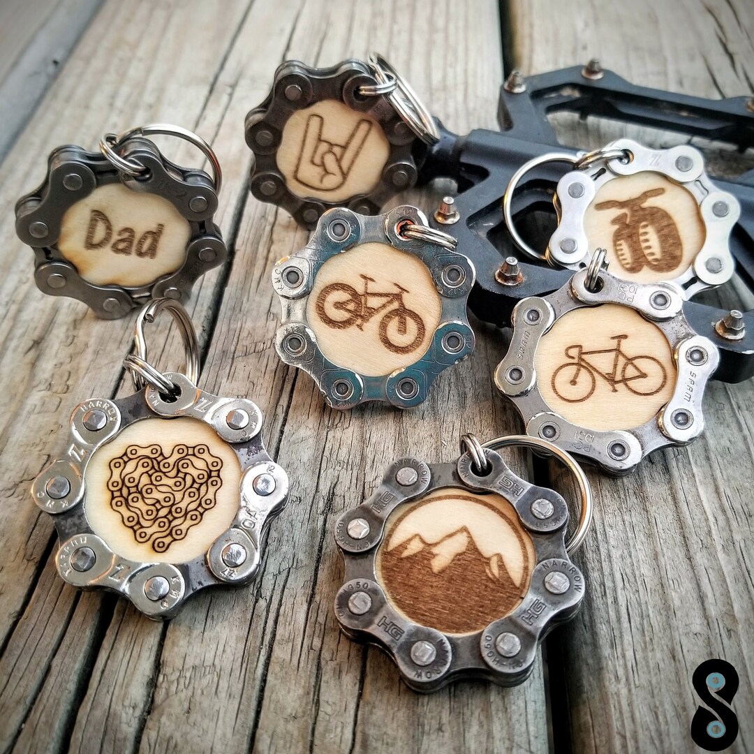 Perfect Gift for Bicyclists | Keychain is Laser Engraved Wood W ...