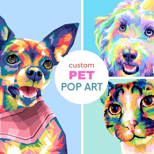 Custom Pet Portrait on Canvas Customized Dog Pop Art - Etsy