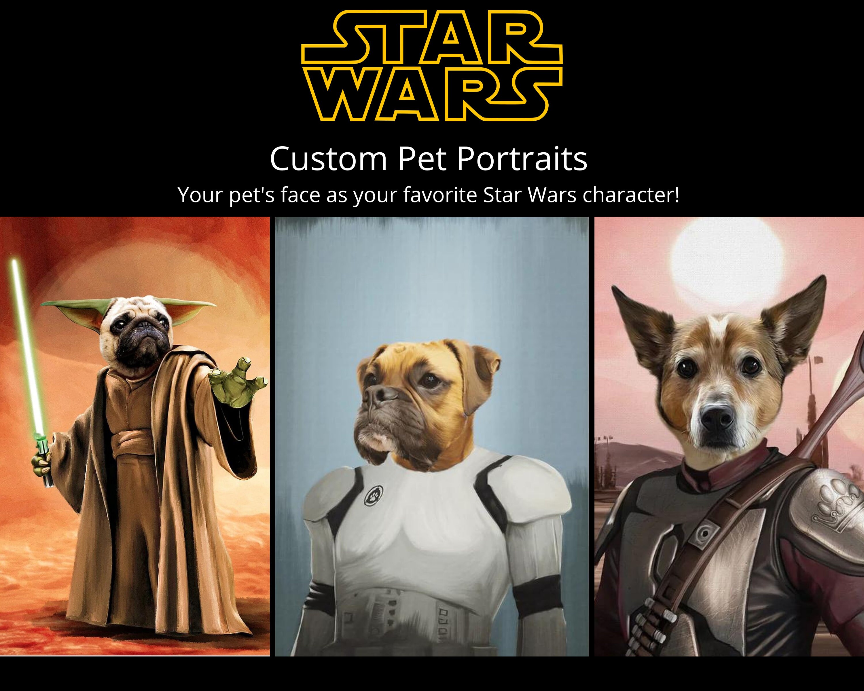 Star Wars Pet Portraits Pet Portraits Dog Art Car Art - Etsy