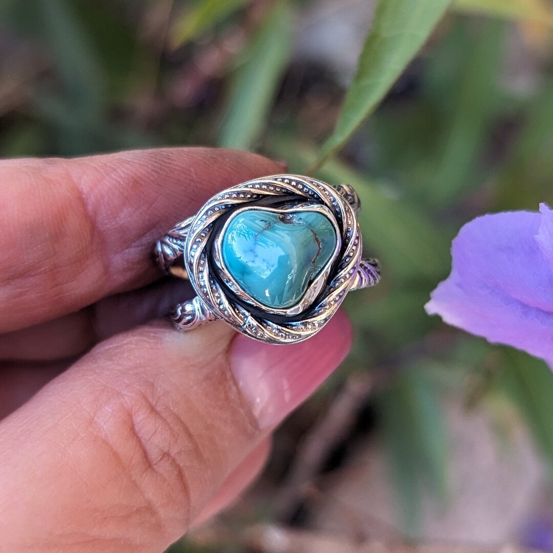Ithaca Peak Nugget Style Turquoise Sterling Silver Ring - Etsy