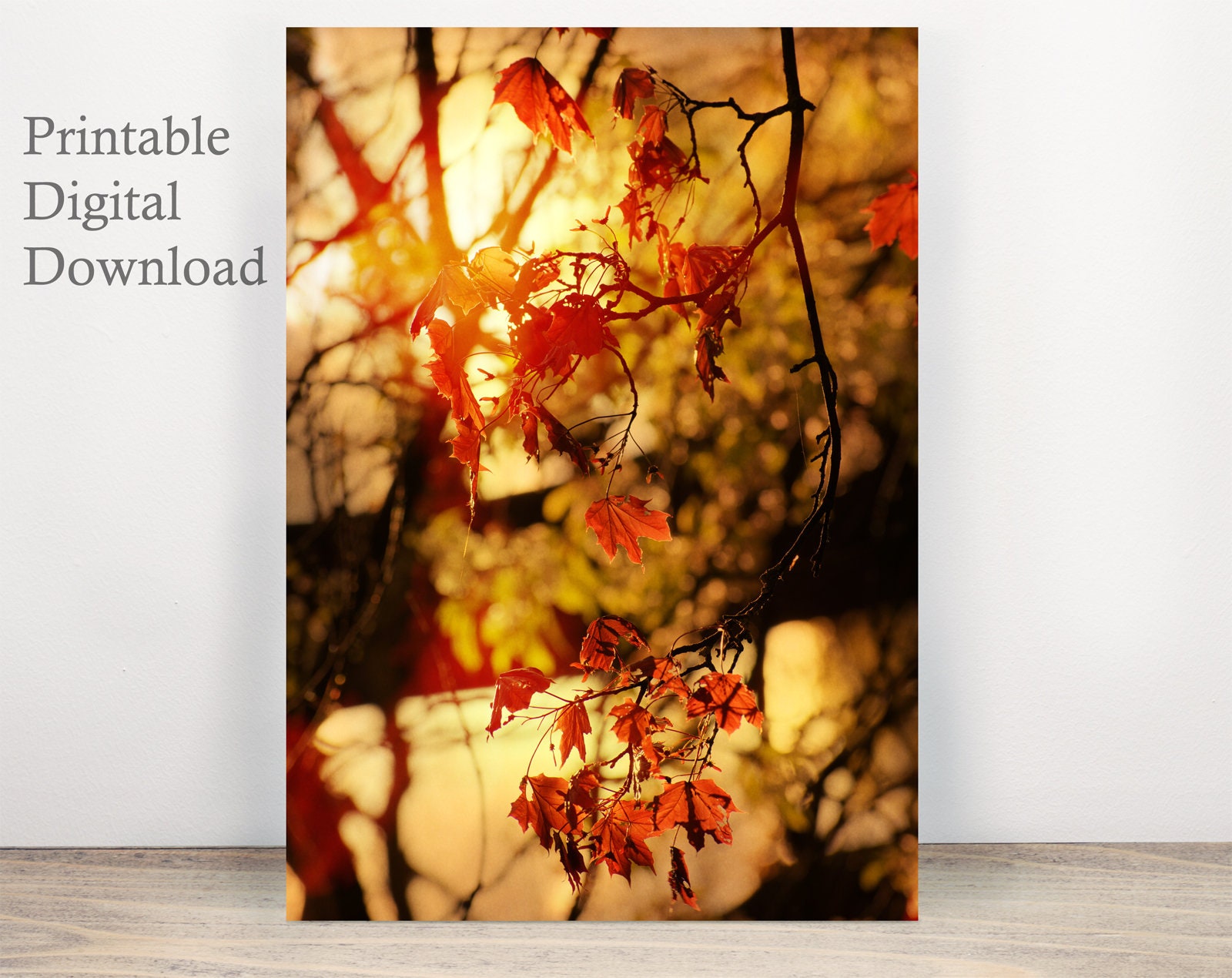 Autumn Leaves Fall Print | Fall Decor | Gold Autumn Printable Fall Wall ...