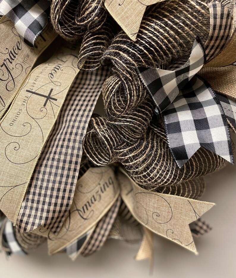 Amazing Grace Ribbon, Farmhouse/country Front Door or Décor/buffalo ...