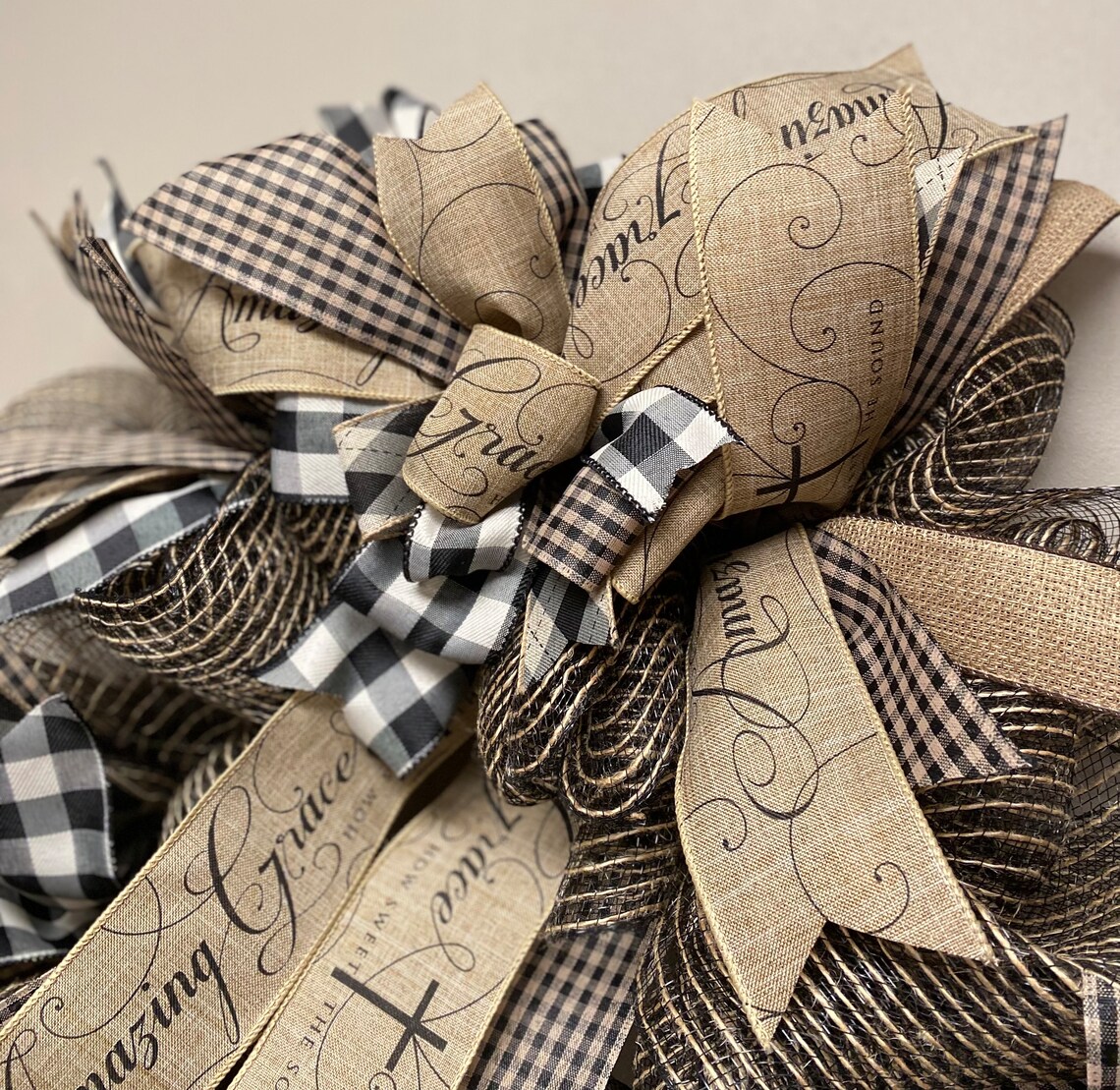 Amazing Grace Ribbon, Farmhouse/country Front Door or Décor/buffalo ...