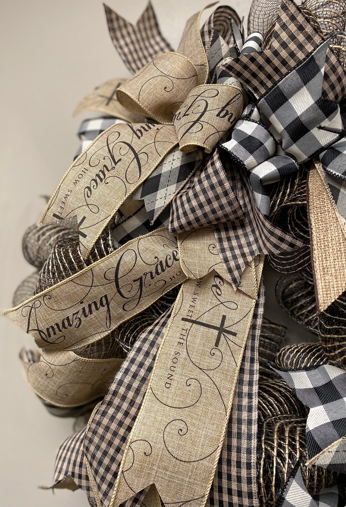 Amazing Grace Ribbon, Farmhouse/country Front Door or Décor/buffalo ...