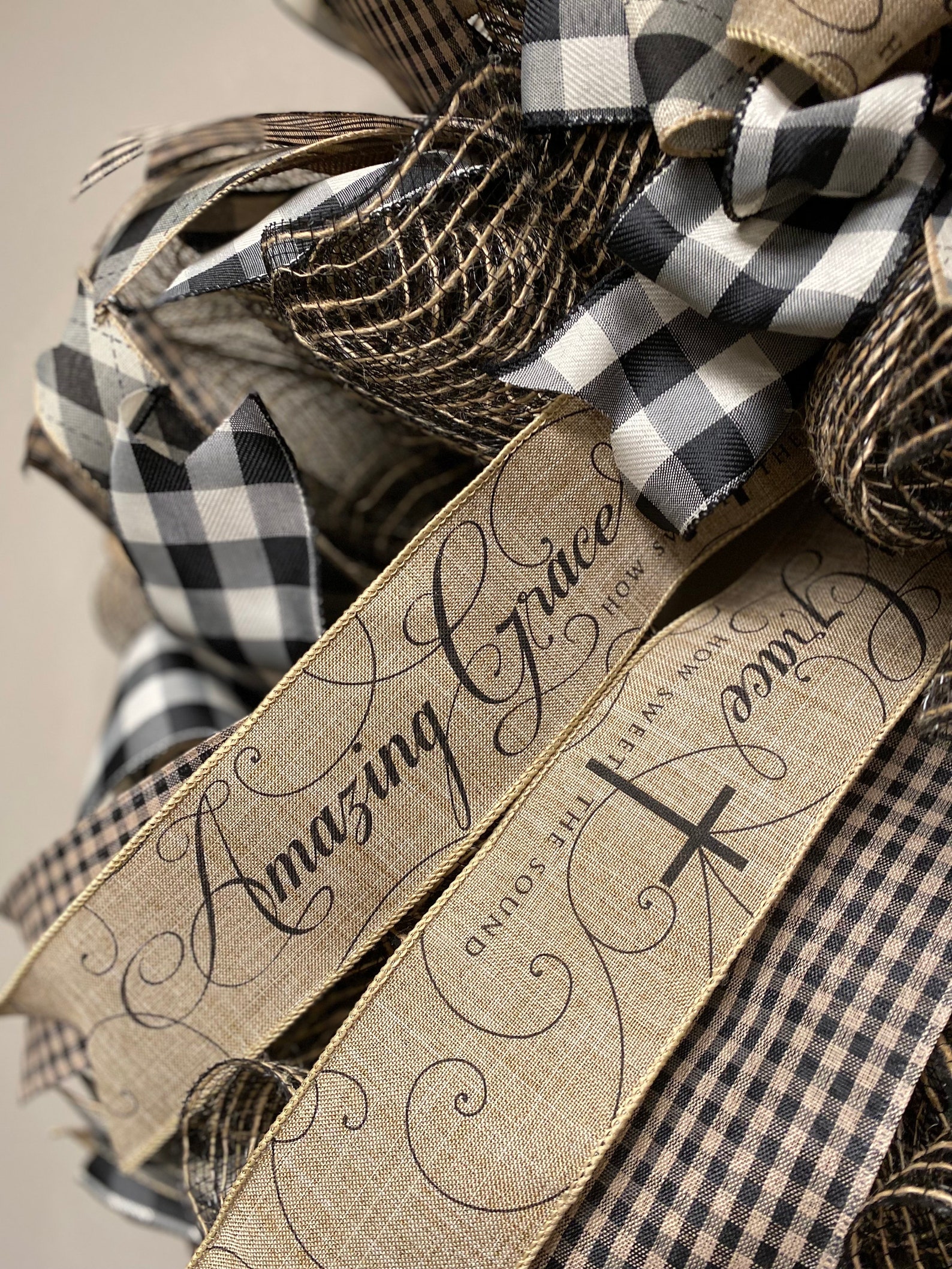 Amazing Grace Ribbon, Farmhouse/country Front Door or Décor/buffalo ...