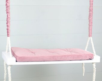 Glamorous Swing Chair Pink Wooden Rope Swing Adult Inside - Etsy