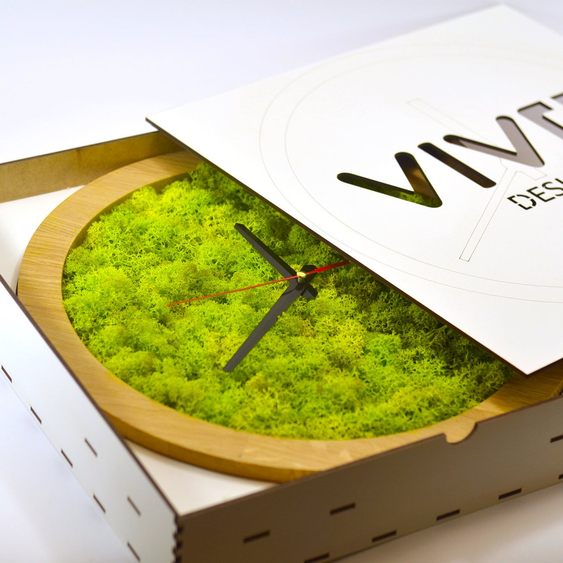 Light Wooden Moss Clock Stabilized Moss Clock Scandinavian - Etsy