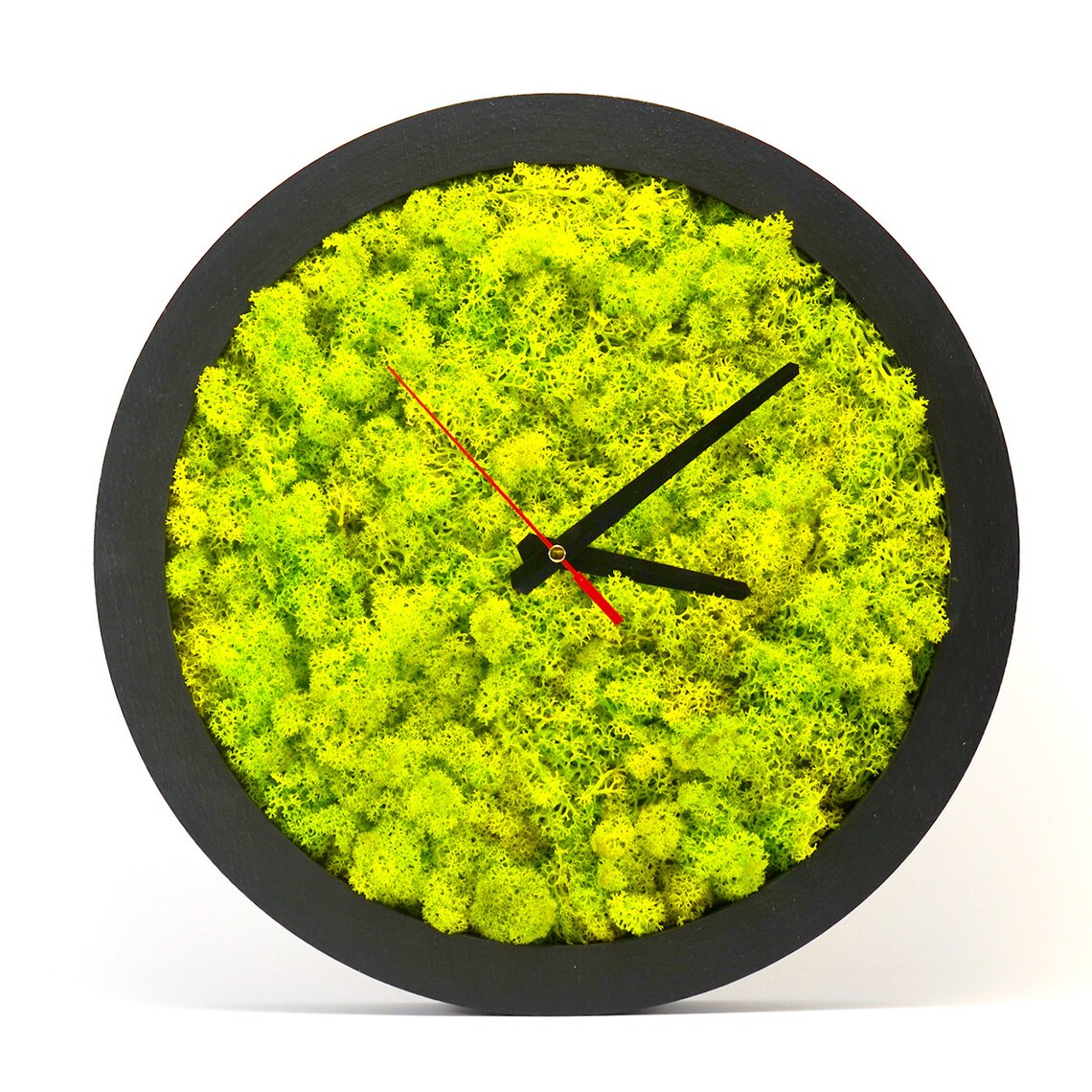 Black Stabilized Moss Clock, Home Decor, Loft Style, Wall Clock ...