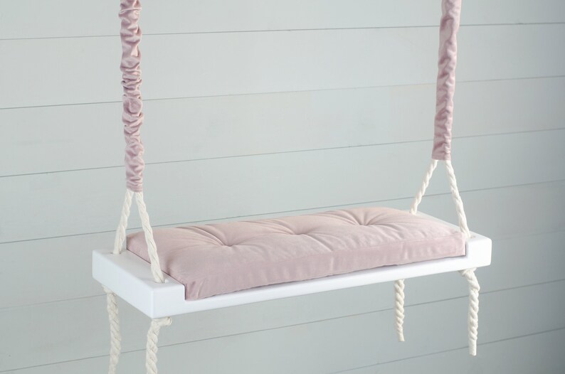 Glamorous Swing Chair Pink Wooden Rope Swing Adult Inside - Etsy