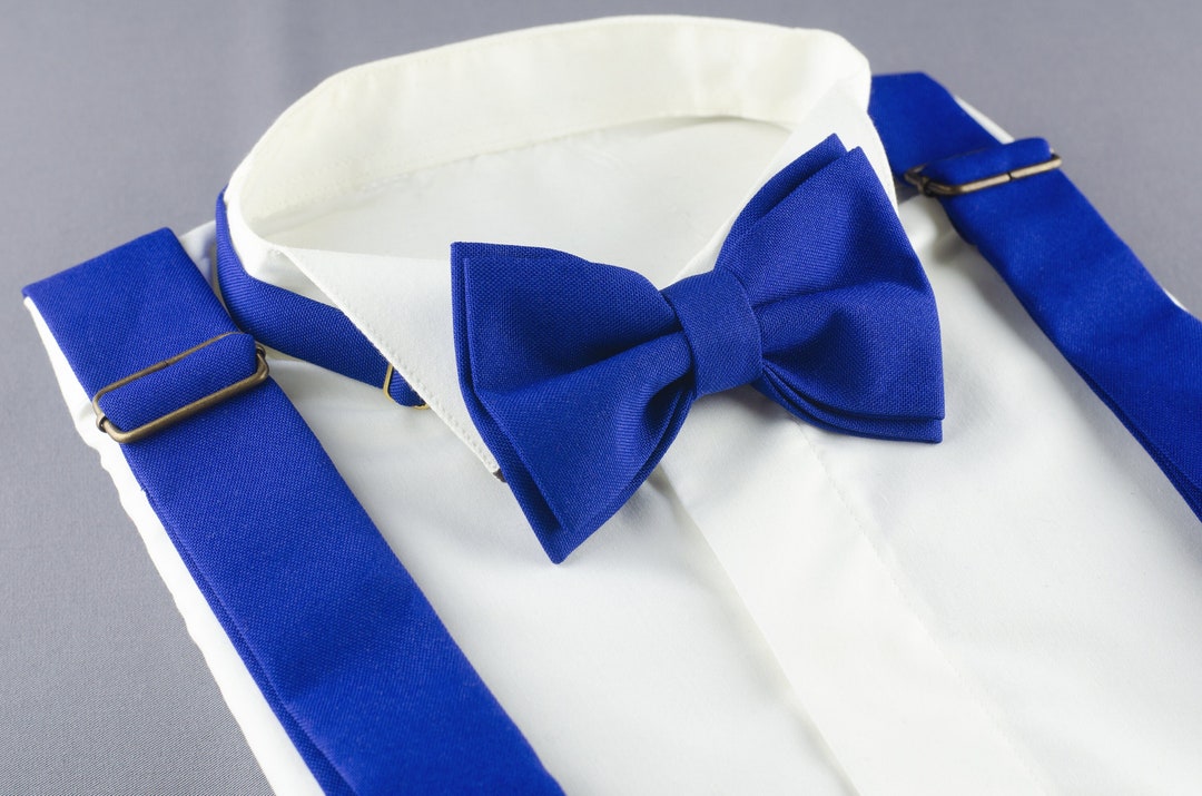 Blue Bow Tie Set, Blue Bow Tie, Blue Bow Tie and Suspenders, Mens ...