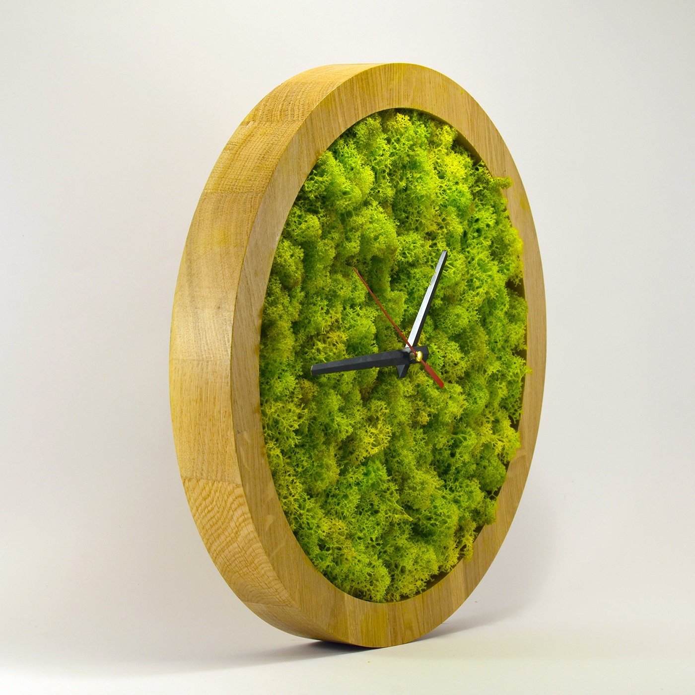Light Wooden Moss Clock Stabilized Moss Clock Scandinavian - Etsy