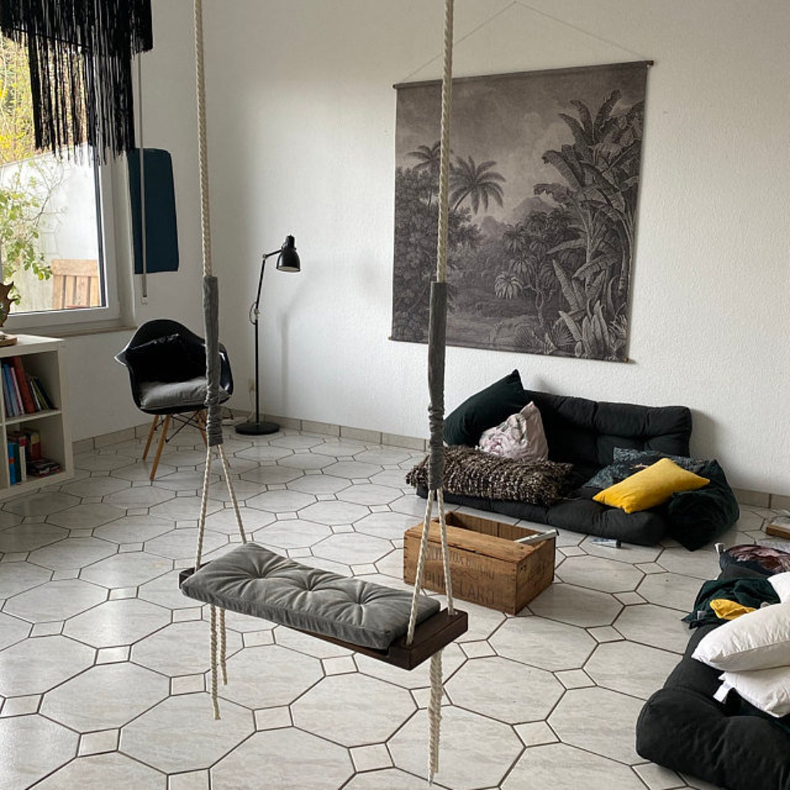 Wooden rope swing adult swing tree swing adult adult inside | Etsy