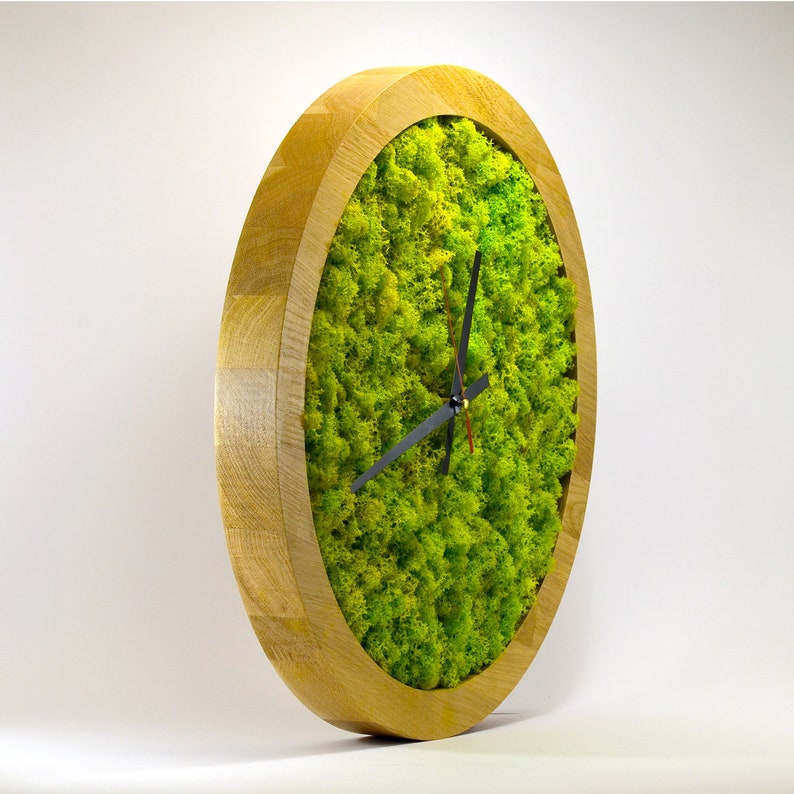 OAK Stabilized Moss Clock Home Decor Loft Style Wall Clock - Etsy