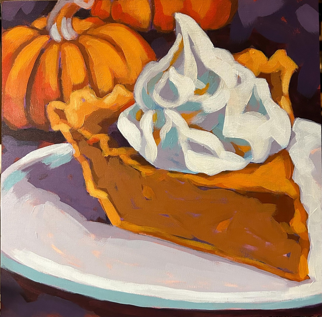 PUMPKIN PIE Art Print of Original Painting With Small White Borders 8x ...