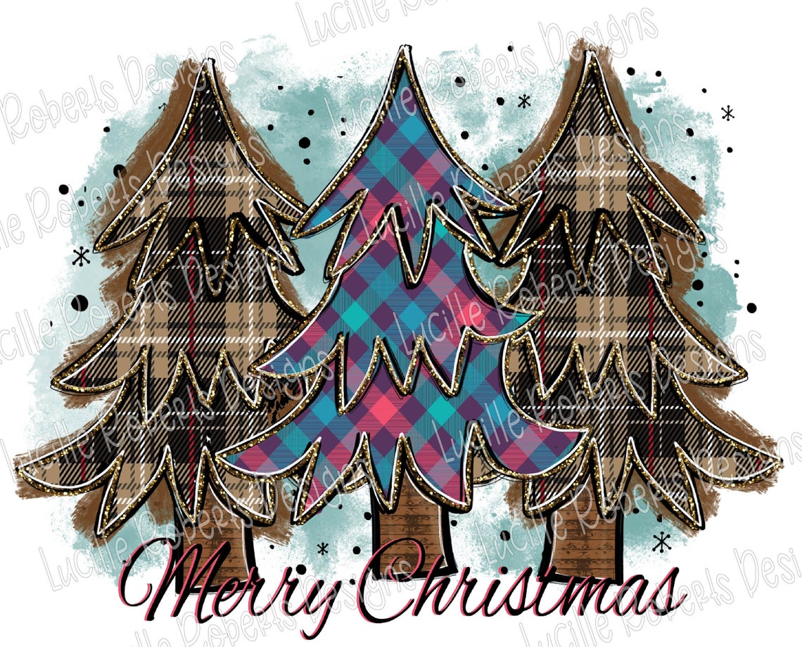 Buffalo Plaid Christmas Trees Png Pink Christmas Sublimation - Etsy