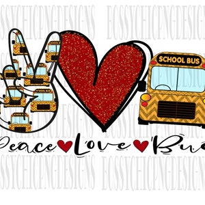 Peace Love Bus Sublimation Png, Digital Download, Bus Driver Png, Bus ...