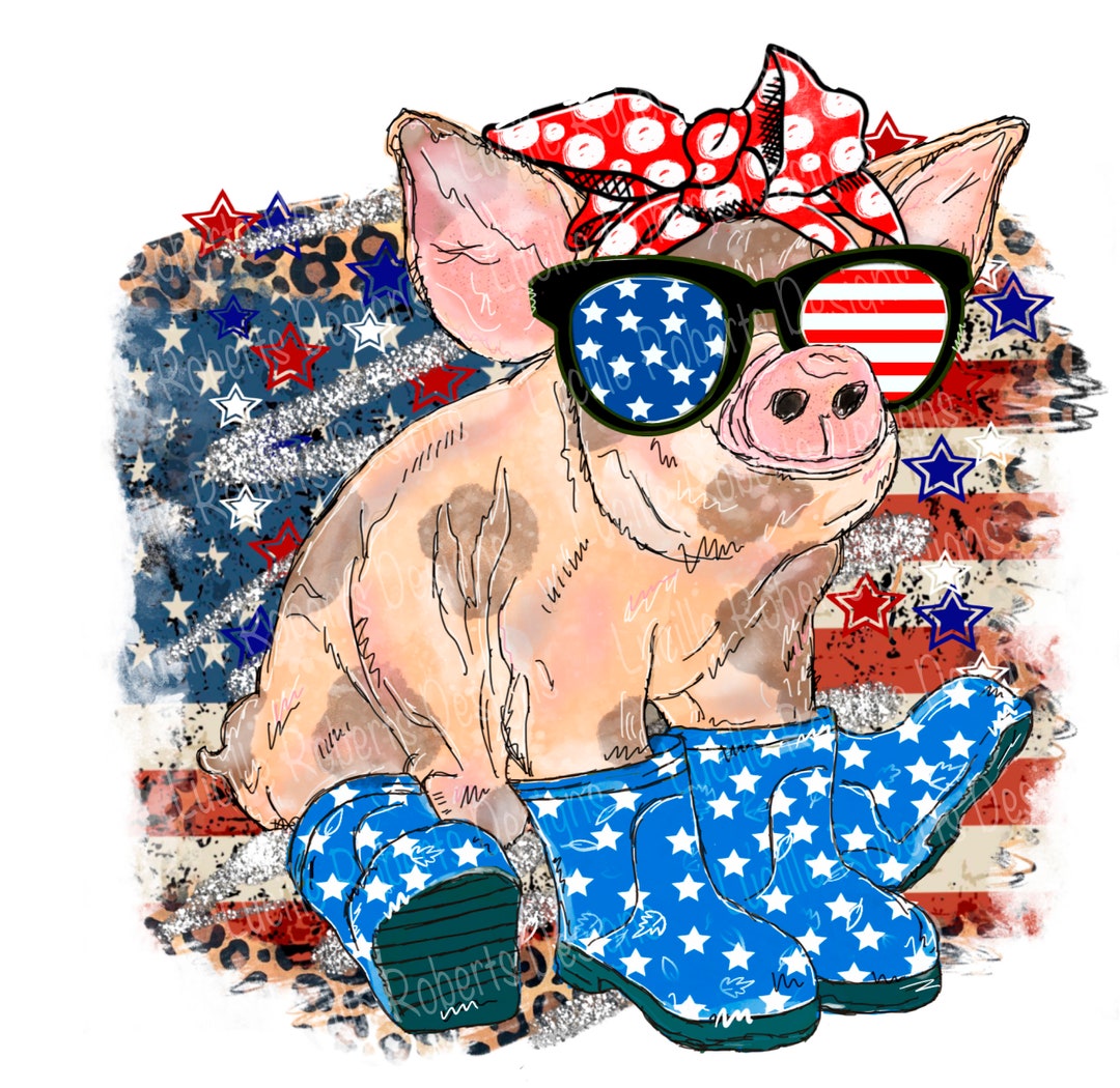 4th of July Pig Farmers Png Sublimation Farmhouse Pig - Etsy
