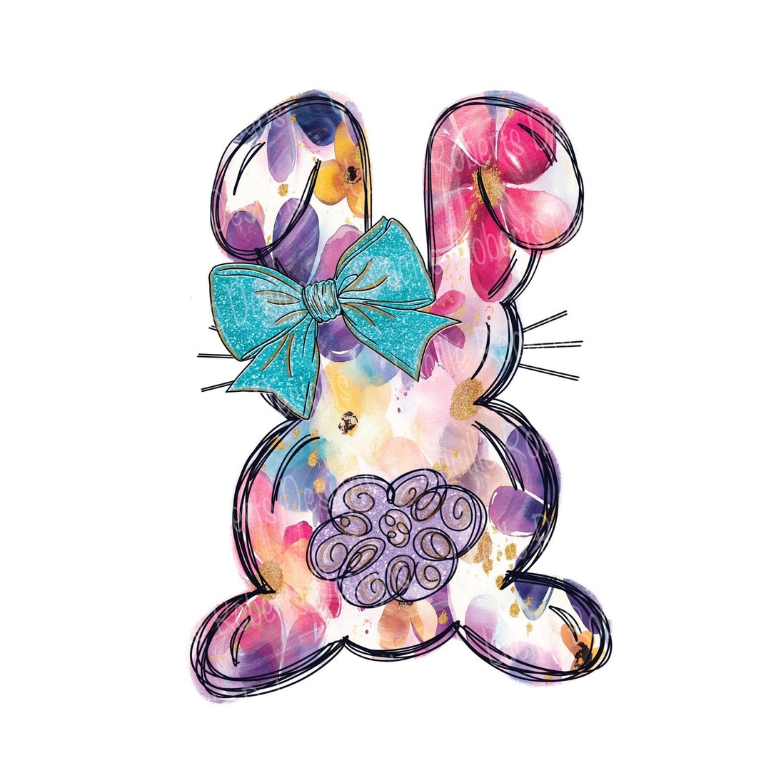 Easter Flower Bunny Png, Bunny With Ribbon Bow, Bunny Sublimation ...