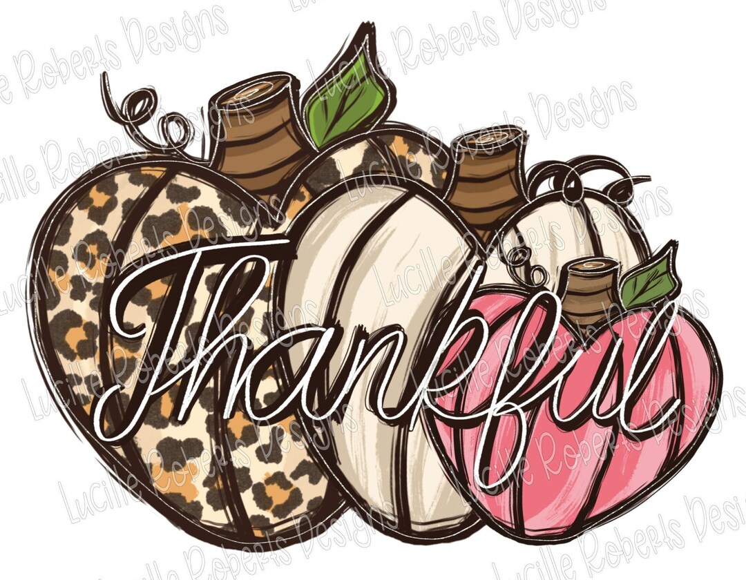 Thankful Fall Heart Pumpkins Cute Pink Pumpkin Leopard - Etsy