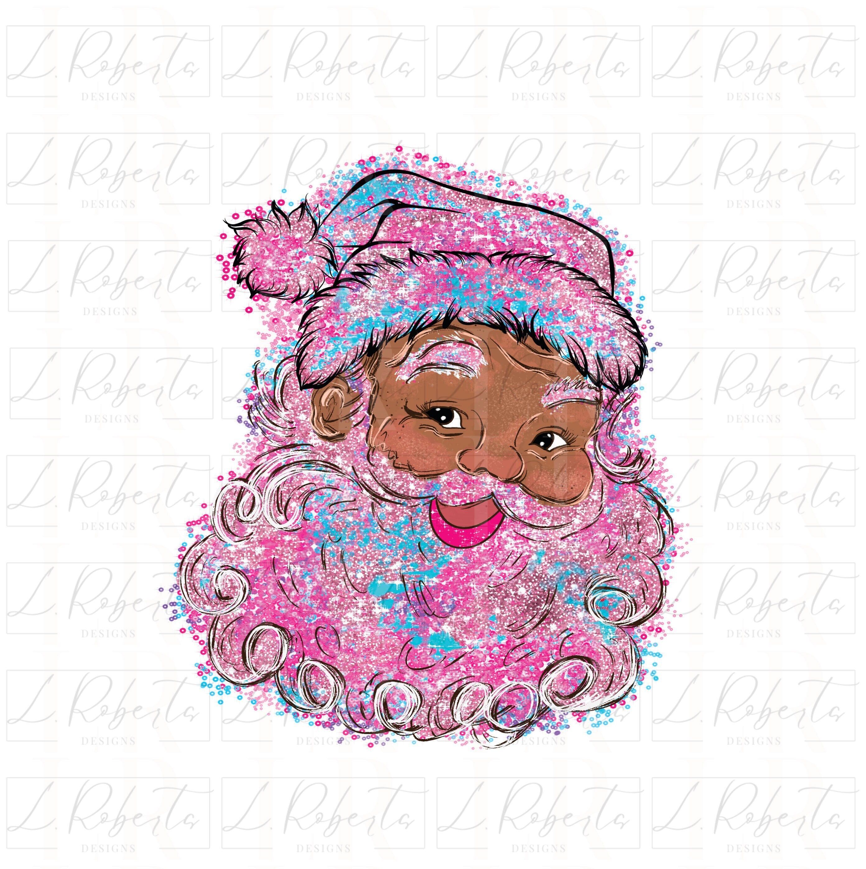 Pink Glitter Santa Png, Santa Claus Png, Pink and Blue Christmas ...