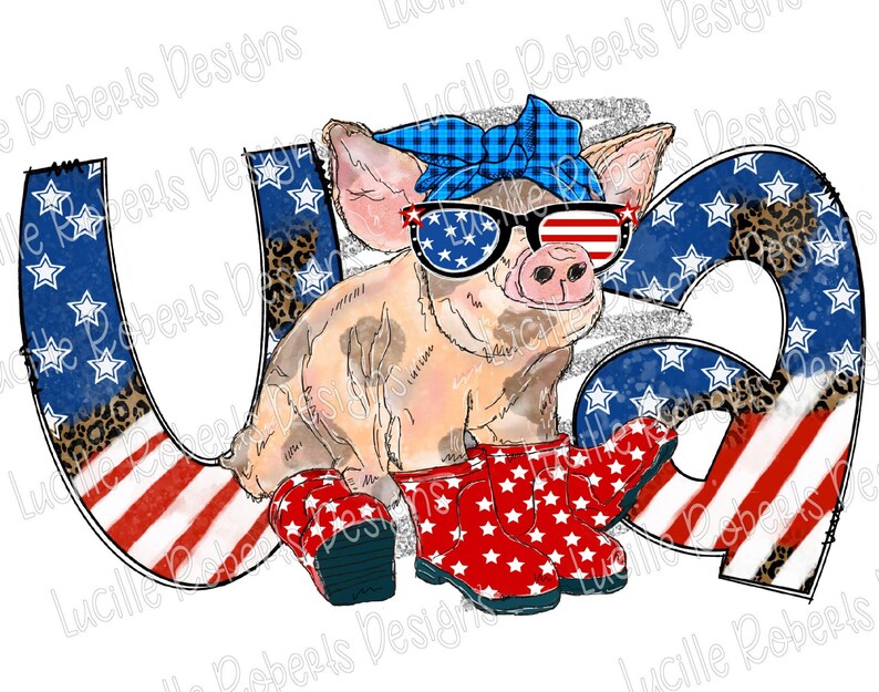 4th of July Pig Png Pig With Bandana Png Pig With Glasses - Etsy