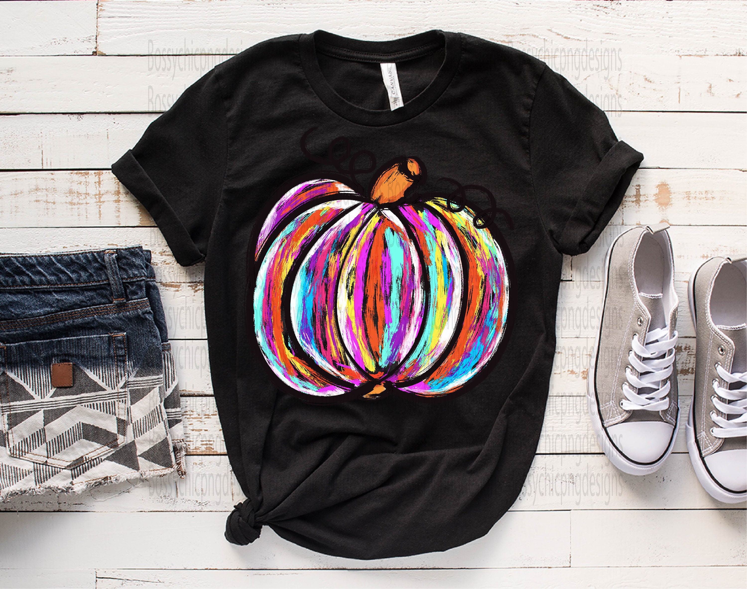 Fall Painted Pumpkins Sublimation Design Hand Drawn Fall - Etsy