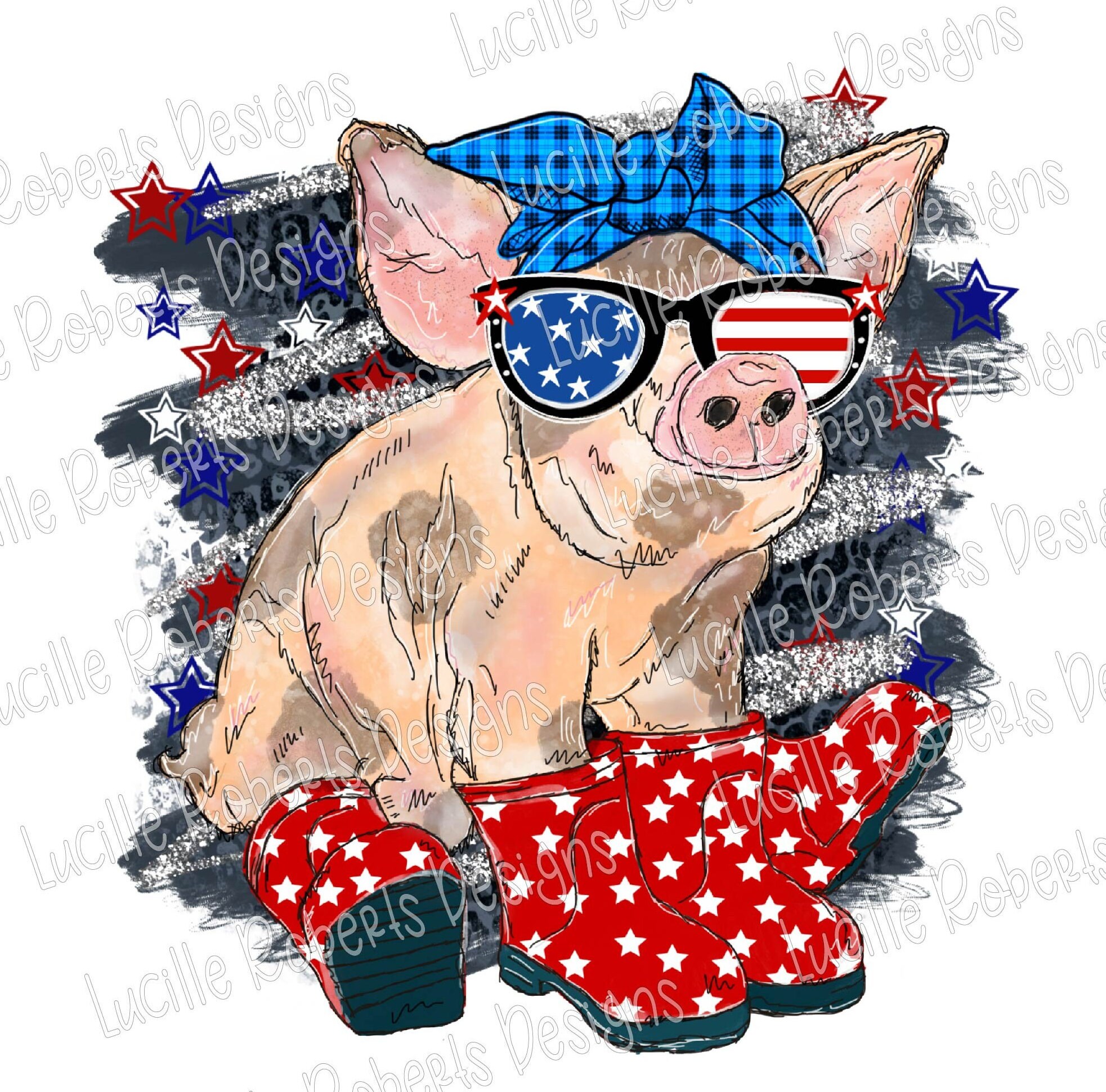 4th of July Pig Png Pig With Bandana Png Pig With Glasses - Etsy