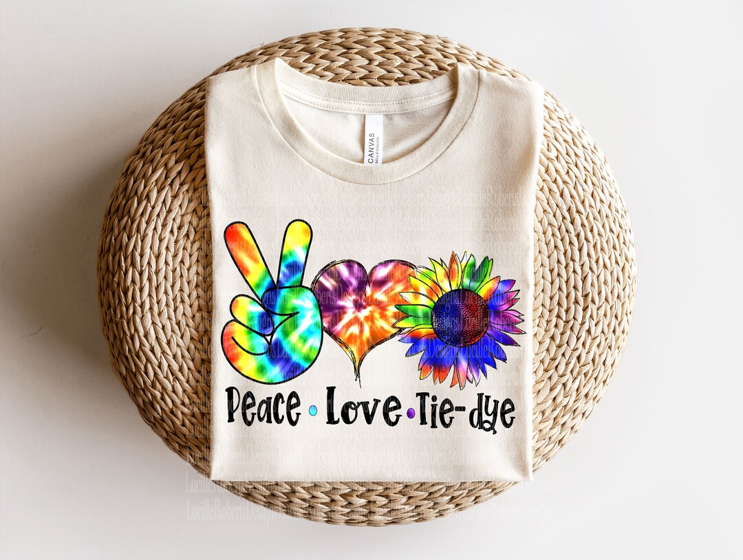 Peace Love Tie Dye Png, Sublimation Design for Hippie, Sunflower Tie ...