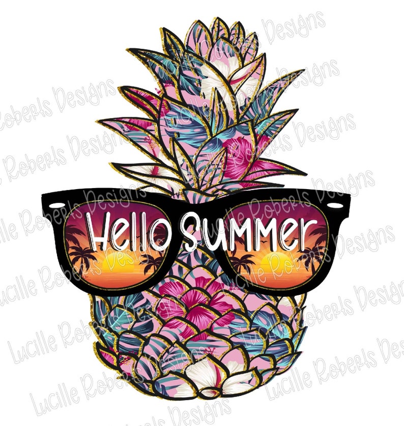 Hello Summer Pineapple Png Summer Time Png Pineapple With - Etsy