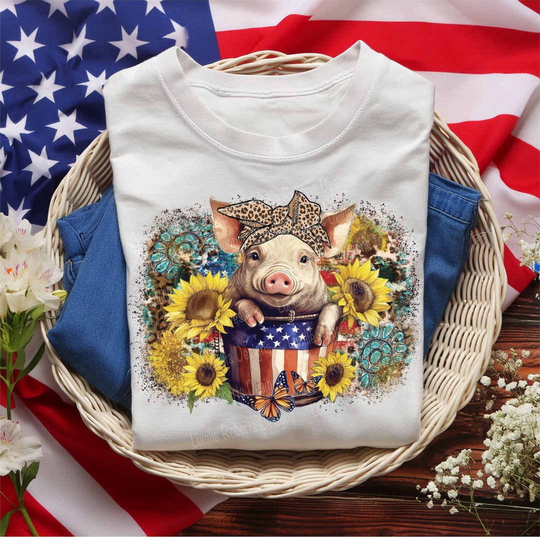 4th of July Pig Png, Pig With Bandana Png, Funny 4th of July Farm Pig ...